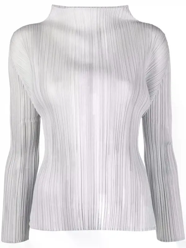 Issey Miyake Plissé Mock Neck Top