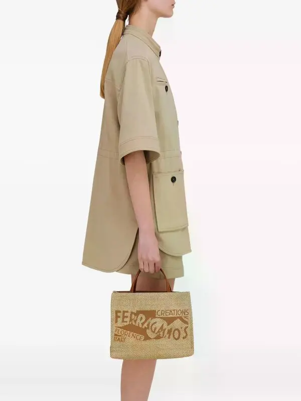 FERRAGAMO Logo-embroidered Tote Bag