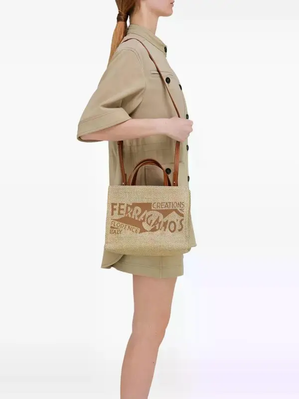 FERRAGAMO Logo-embroidered Tote Bag