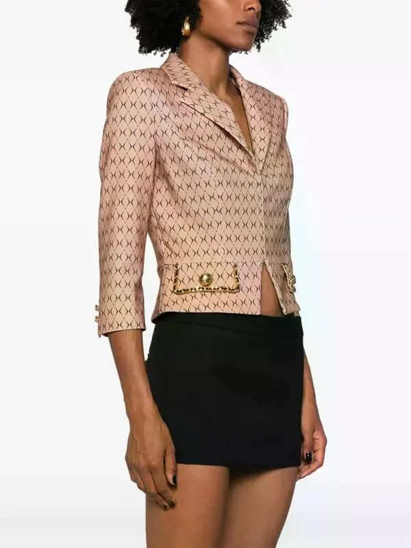 Elisabetta Franchi Diamond-print Cropped Jacket