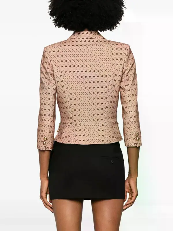 Elisabetta Franchi Diamond-print Cropped Jacket