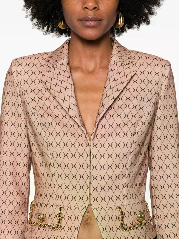Elisabetta Franchi Diamond-print Cropped Jacket