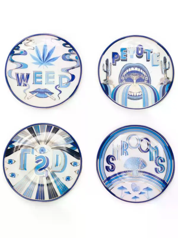 Jonathan Adler Druggist Porcelain Coaster Set - Blue