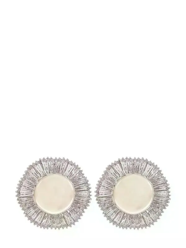 FANTASIA BY DESERIO Faux-pearl And Crystal Embellished Button Earrings - Silver