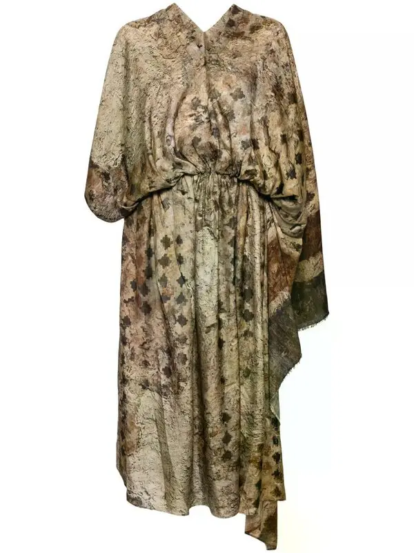 UMA WANG Asymmetric Maxi Dress - Brown