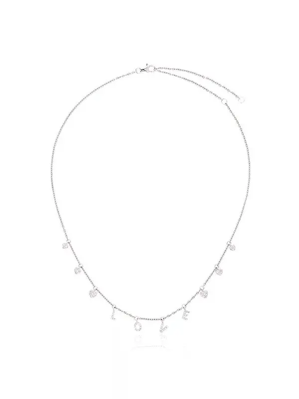 Shay 18k White Gold Love Diamond Necklace - Metallic