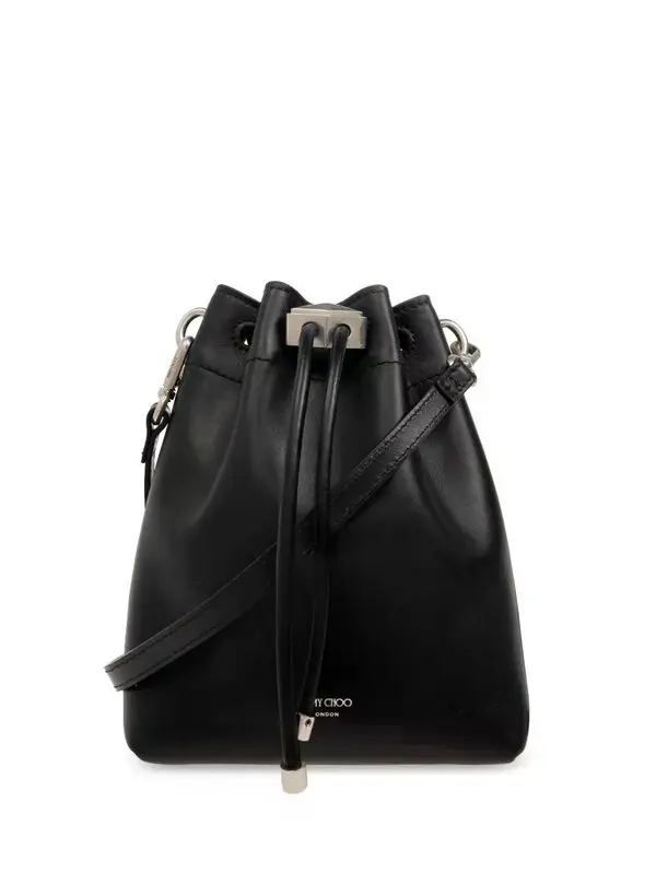 JIMMY CHOO Mini Cinch Leather Bucket Bag - Black