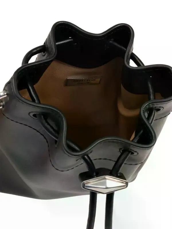 JIMMY CHOO Mini Cinch Leather Bucket Bag - Black