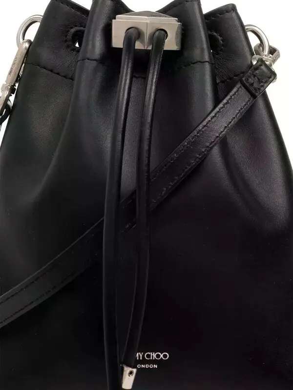 JIMMY CHOO Mini Cinch Leather Bucket Bag - Black