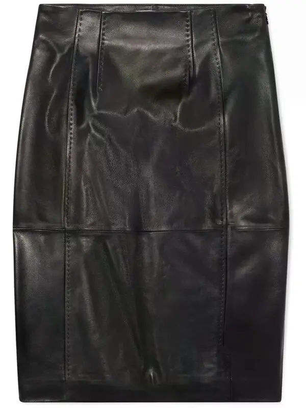 Brooks Brothers High-waisted Leather Pencil Skirt - Black