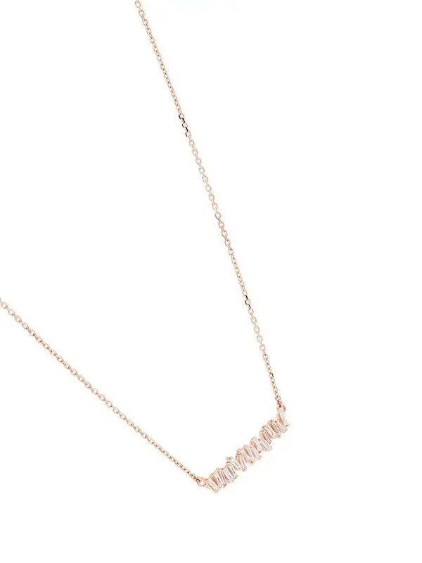 SUZANNE KALAN 18k Rose Baguette-cut Diamond Bar Necklace