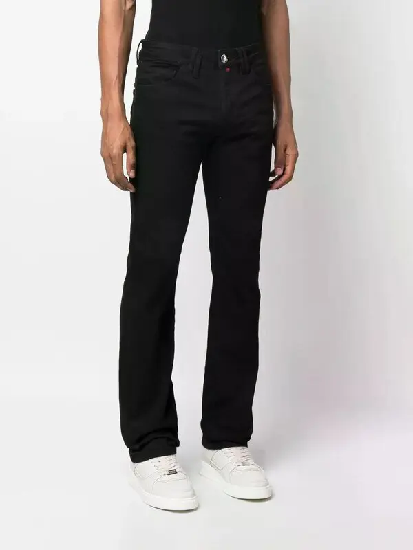 BILLIONAIRE Logo-embroidered Straight-leg Jeans - Black