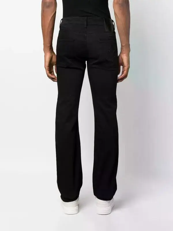BILLIONAIRE Logo-embroidered Straight-leg Jeans - Black