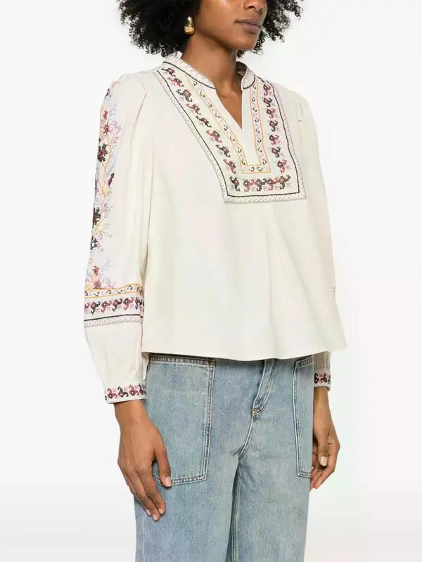 Ba&sh Caloe Floral Embroidered Blouse