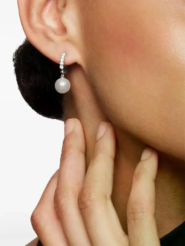 David Yurman Sterling Pearl, And Diamond Drop Earrings
