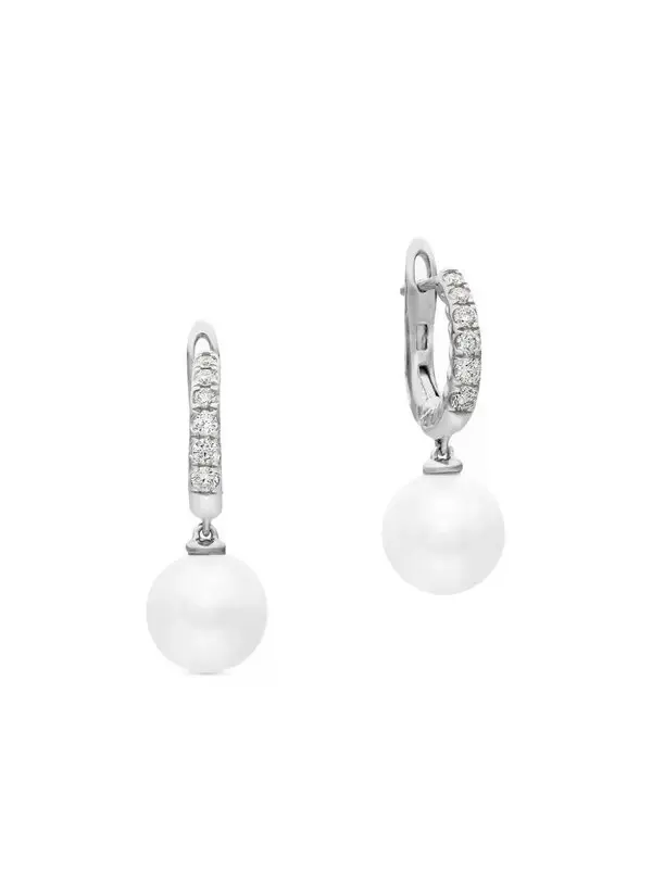 David Yurman Sterling Pearl, And Diamond Drop Earrings
