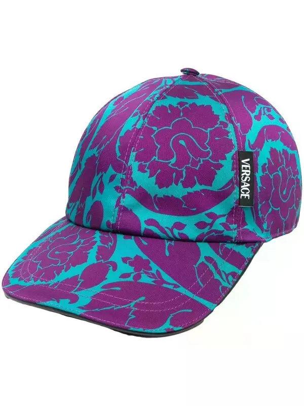 Versace Floral Print Cap - Blue