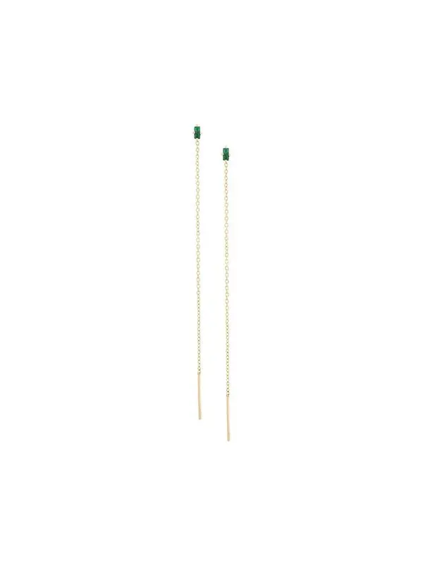 Lizzie Mandler 18k Yellow Gold Floating Thread Emerald Earrings - Metallic