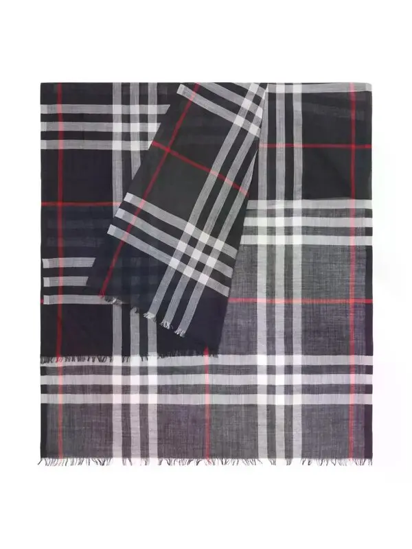 Burberry Check Wool-silk Scarf - Black