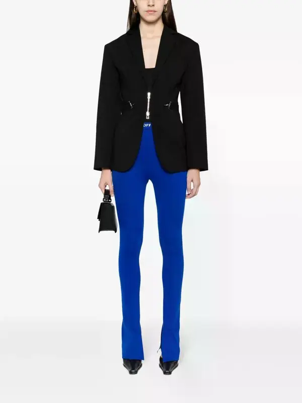 Off-White Side-slit High-waisted Leggings - Blue