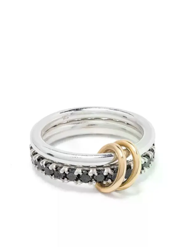 SPINELLI KILCOLLIN 18kt Yellow Gold Enzo Sg Noir Diamond Linked Rings - Silver