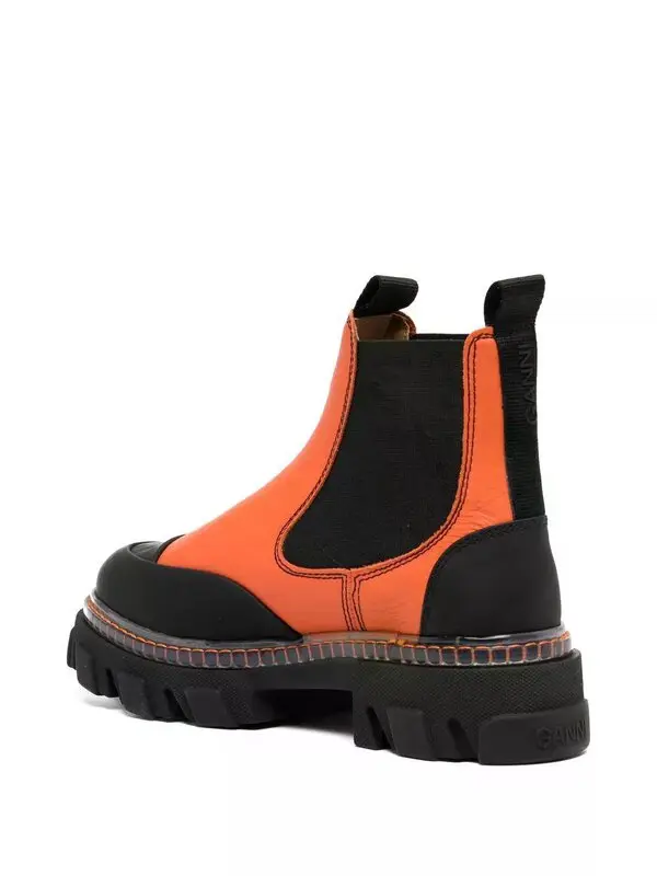 GANNI Panelled Chelsea Boots - Orange