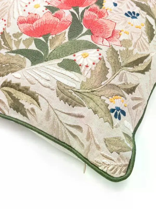 LES-OTTOMANS Garden-embroidered Cushion