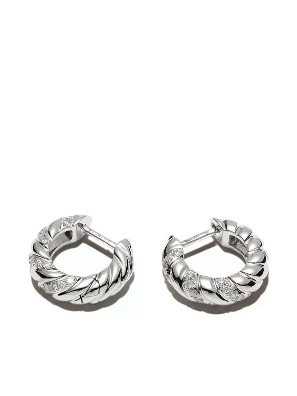 Yvonne Léon 18kt White Gold Diamond Huggie Earrings - Silver