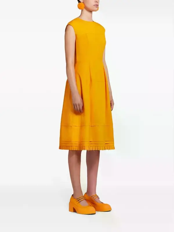 Marni Pleated Cotton Midi Dress
