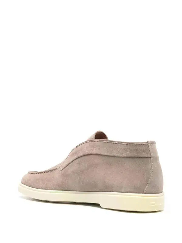 Santoni Calf Suede Slip-on Boots - Brown