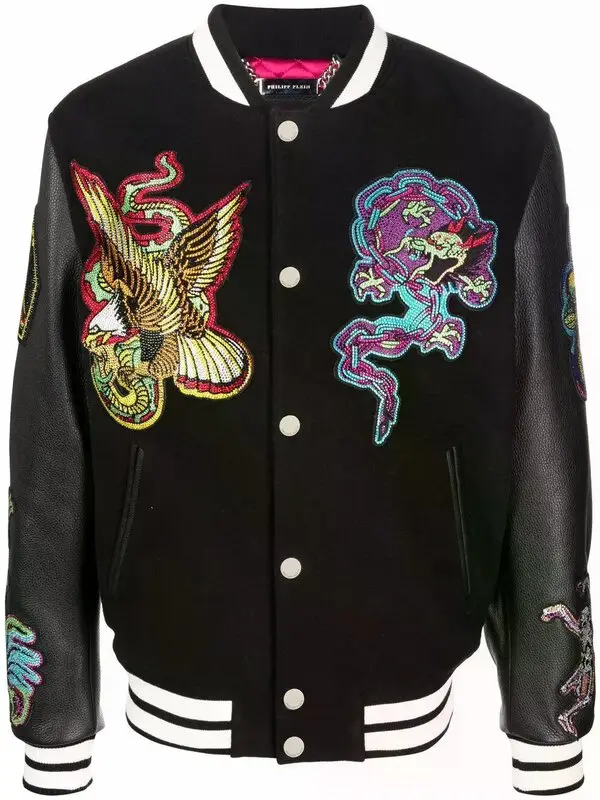 Philipp Plein Varsity Bomber Jacket - Black