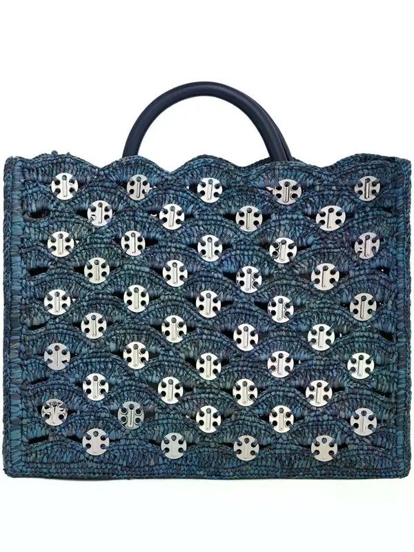 Rabanne Woven Raffia Tote Bag