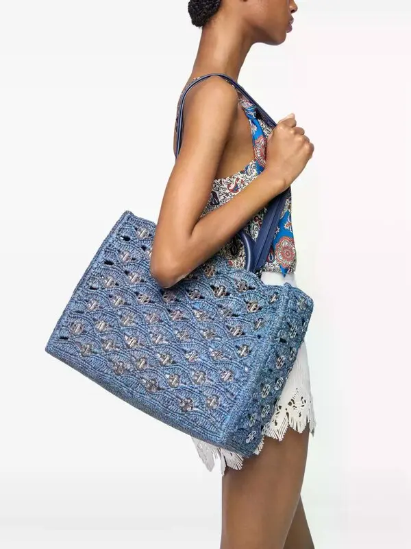 Rabanne Woven Raffia Tote Bag