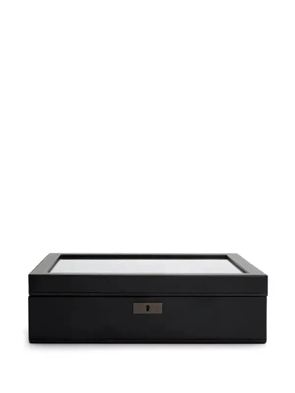 Wolf Axis 15-watch Box With Glass Top - Black