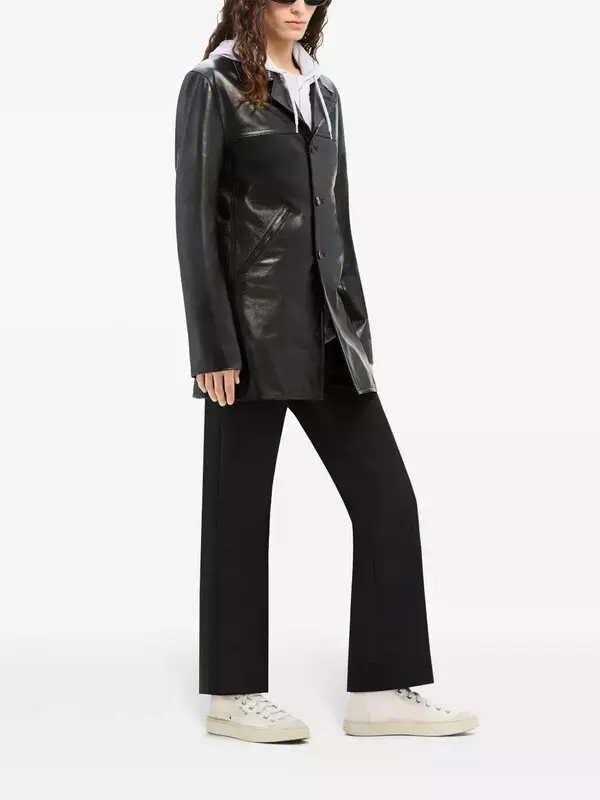 COURREGES Notched Lapel Tailored Leather Jacket
