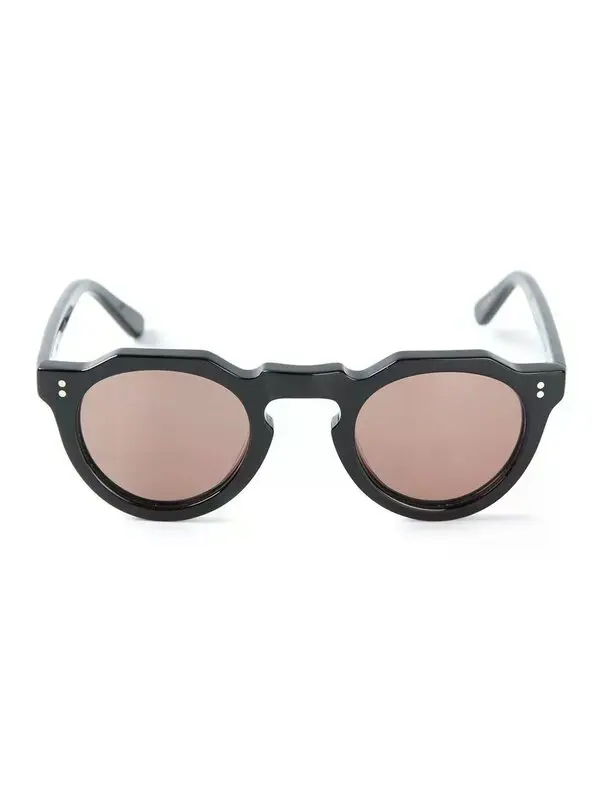 LESCA Round Frame Sunglasses - Black