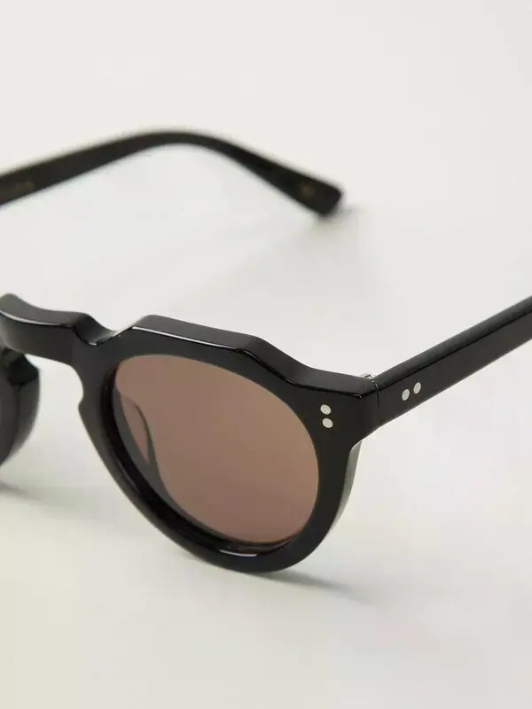 LESCA Round Frame Sunglasses - Black