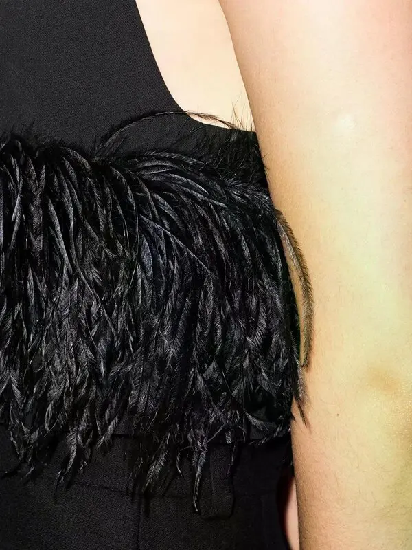 16Arlington Poppy Feather-embellished Cropped Top