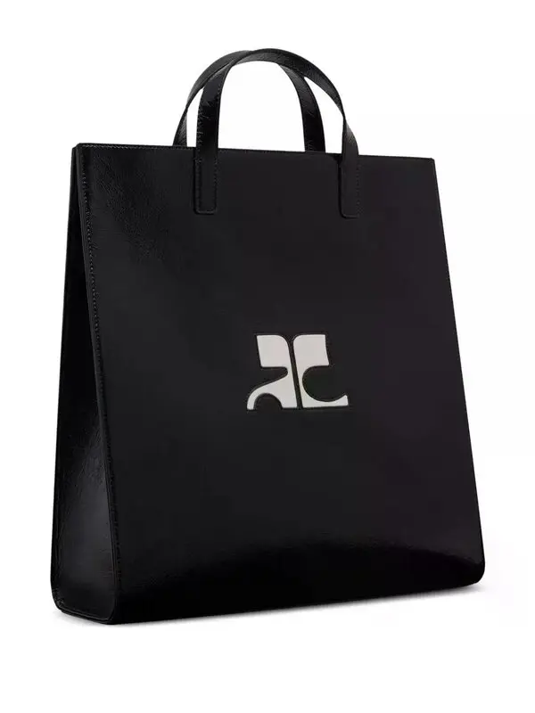 COURREGES Heritage Leather Tote Bag - Black