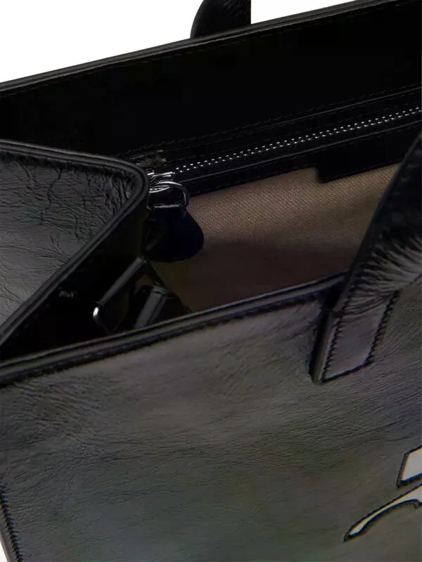 COURREGES Heritage Leather Tote Bag - Black