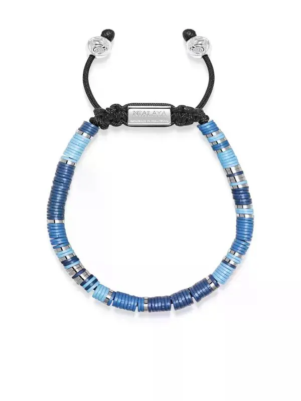 NIALAYA JEWELRY Logo-plaque Beaded Bracelet - Blue