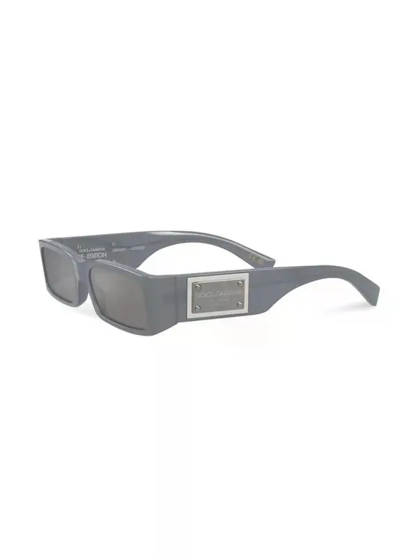 Dolce & Gabbana Rectangle-frame Logo-plaque Sunglasses - Blue