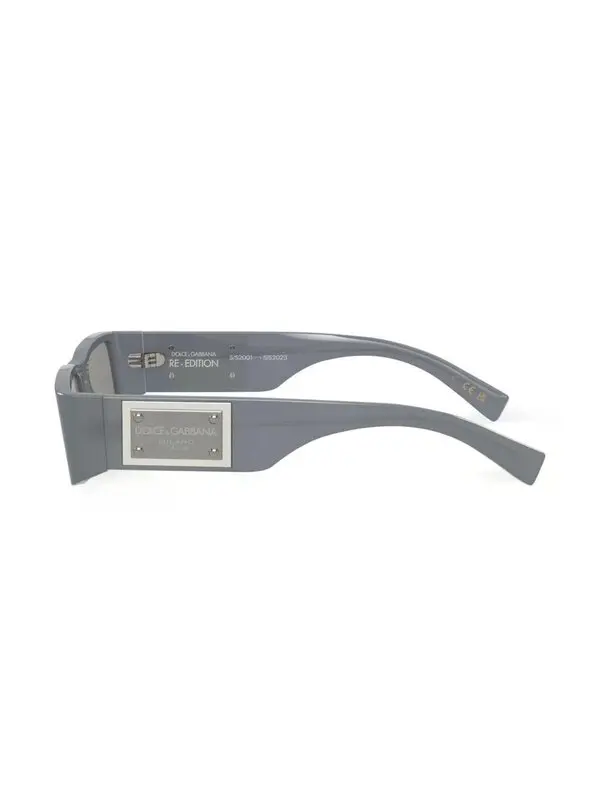 Dolce & Gabbana Rectangle-frame Logo-plaque Sunglasses - Blue