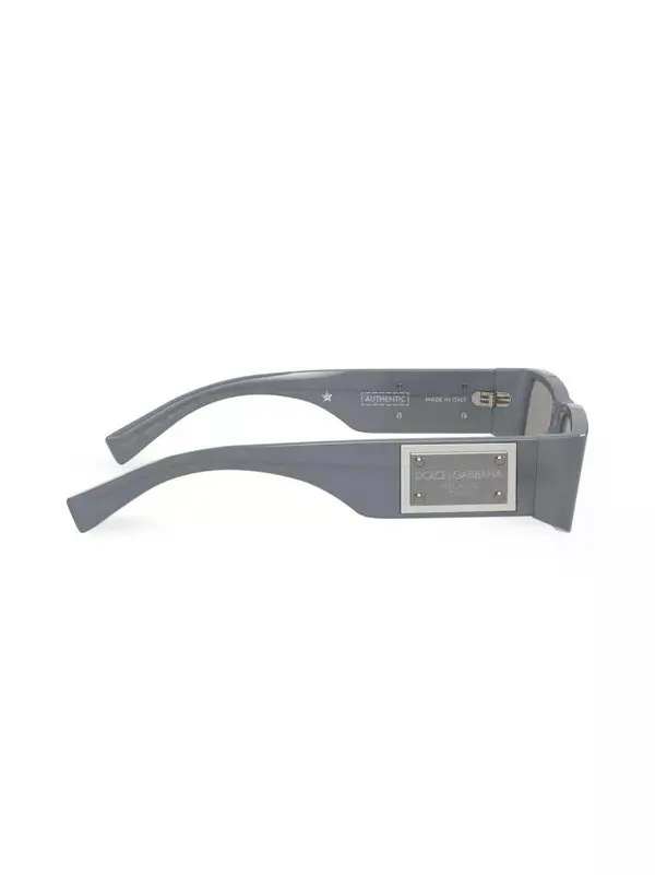 Dolce & Gabbana Rectangle-frame Logo-plaque Sunglasses - Blue