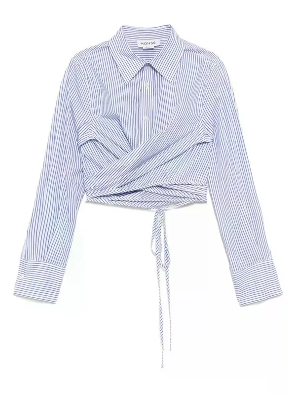 Monse Striped Long-sleeved Wrap Cropped Shirt