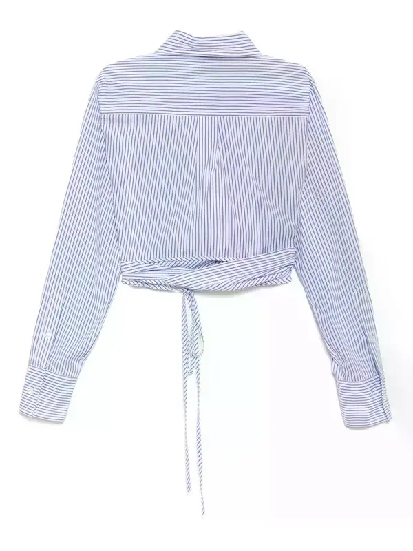 Monse Striped Long-sleeved Wrap Cropped Shirt