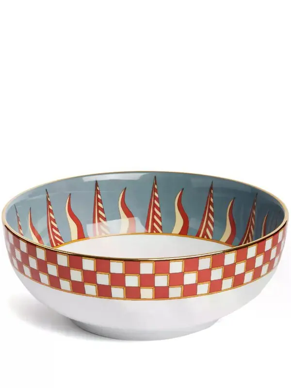 La DoubleJ Geometric-print Porcelain Bowl - Grey