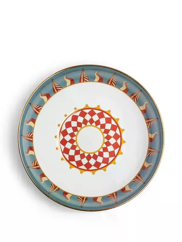La DoubleJ Geometric-print Porcelain Bowl - Grey