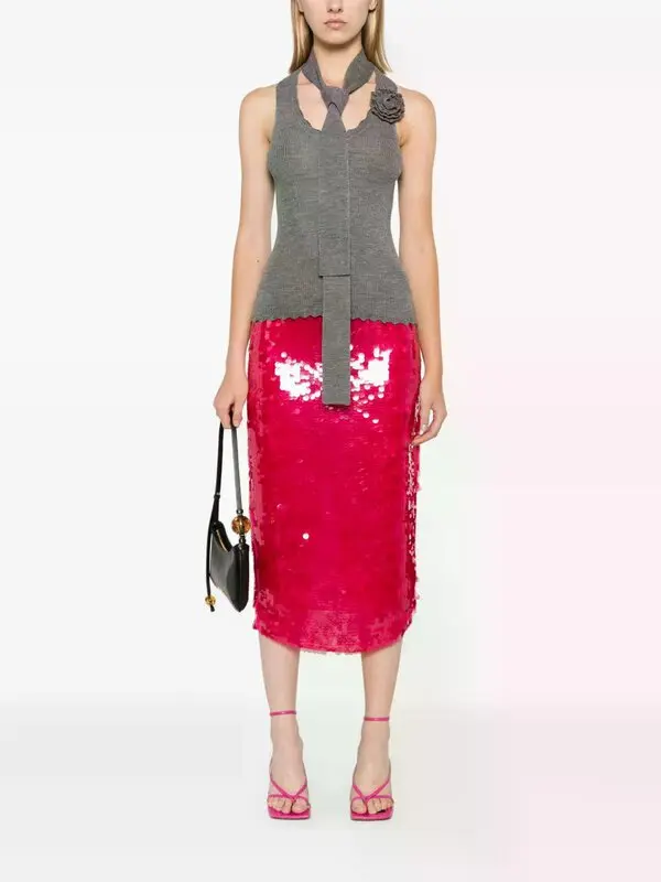 Blumarine Knitted Tank Top With Floral Appliqu