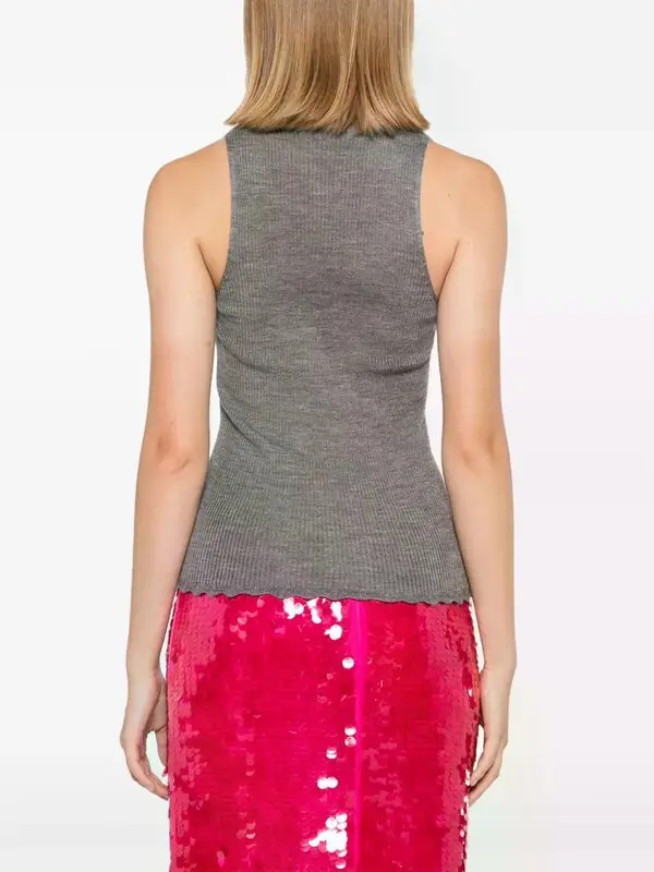 Blumarine Knitted Tank Top With Floral Appliqu